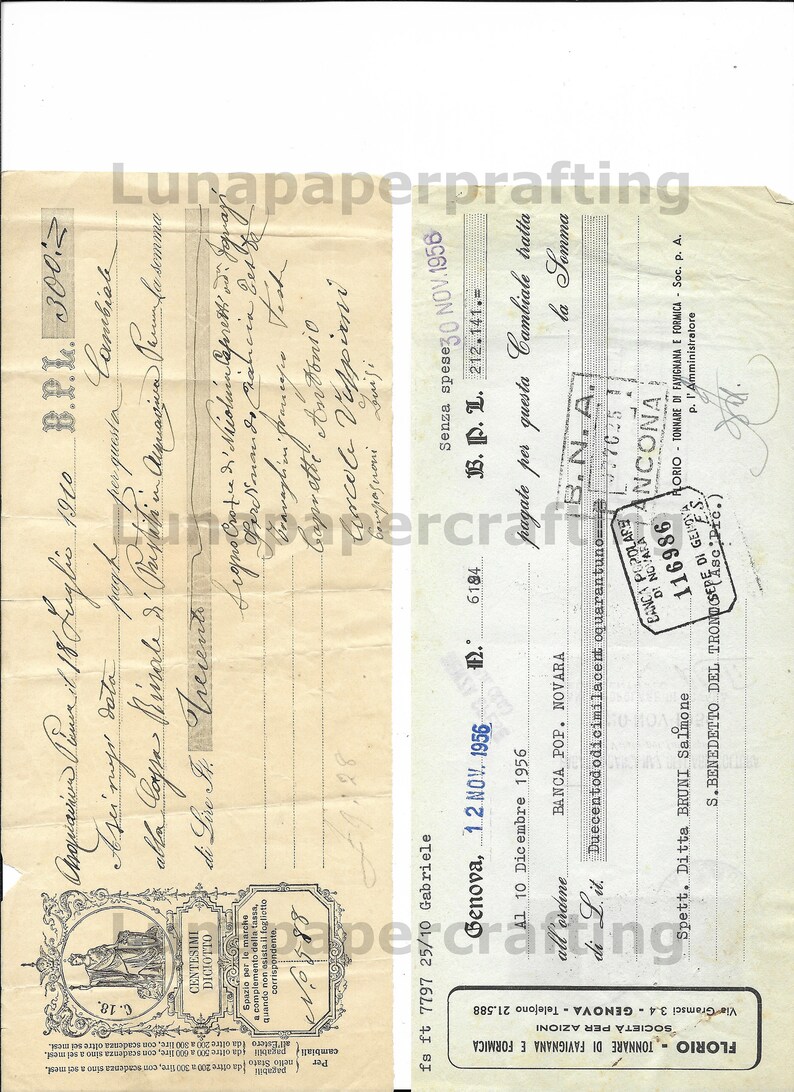 8 Vintage Italian Receipts Fronts and Backs. Junk Journals ...