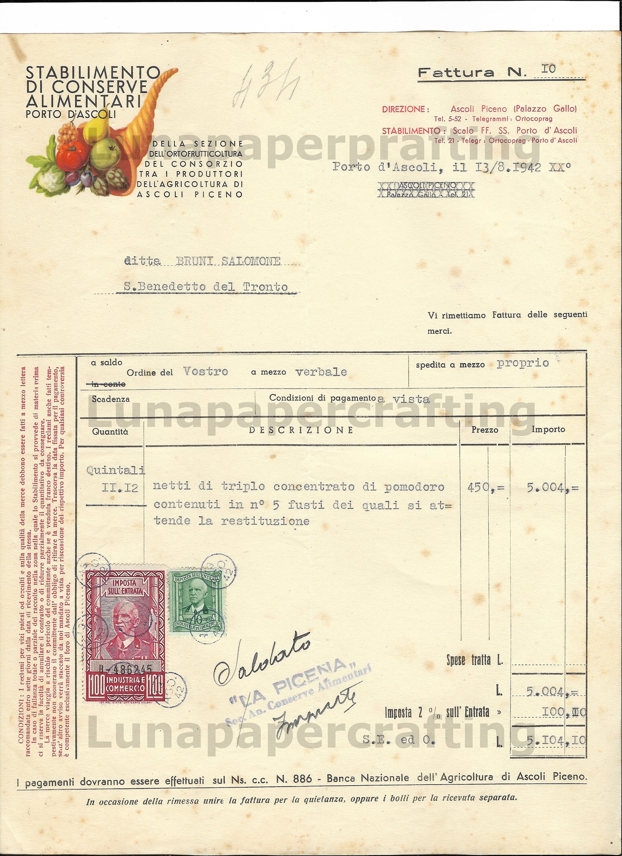 8 Vintage Italian Invoices Fronts and Backs. Digital Ephemera Set 1 ...