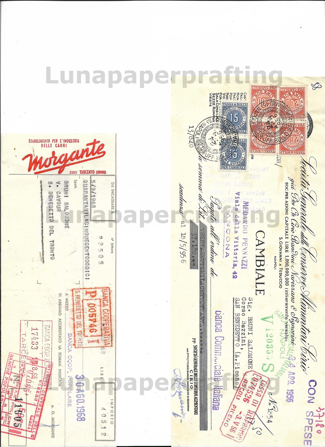 8 Vintage Italian Receipts Fronts and Backs. Junk Journals ...