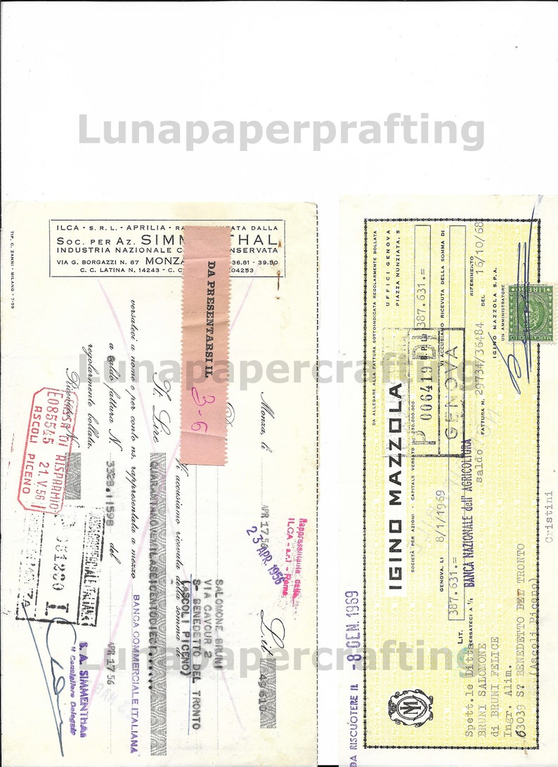 8 Vintage Italian Receipts Fronts and Backs. Junk Journals ...