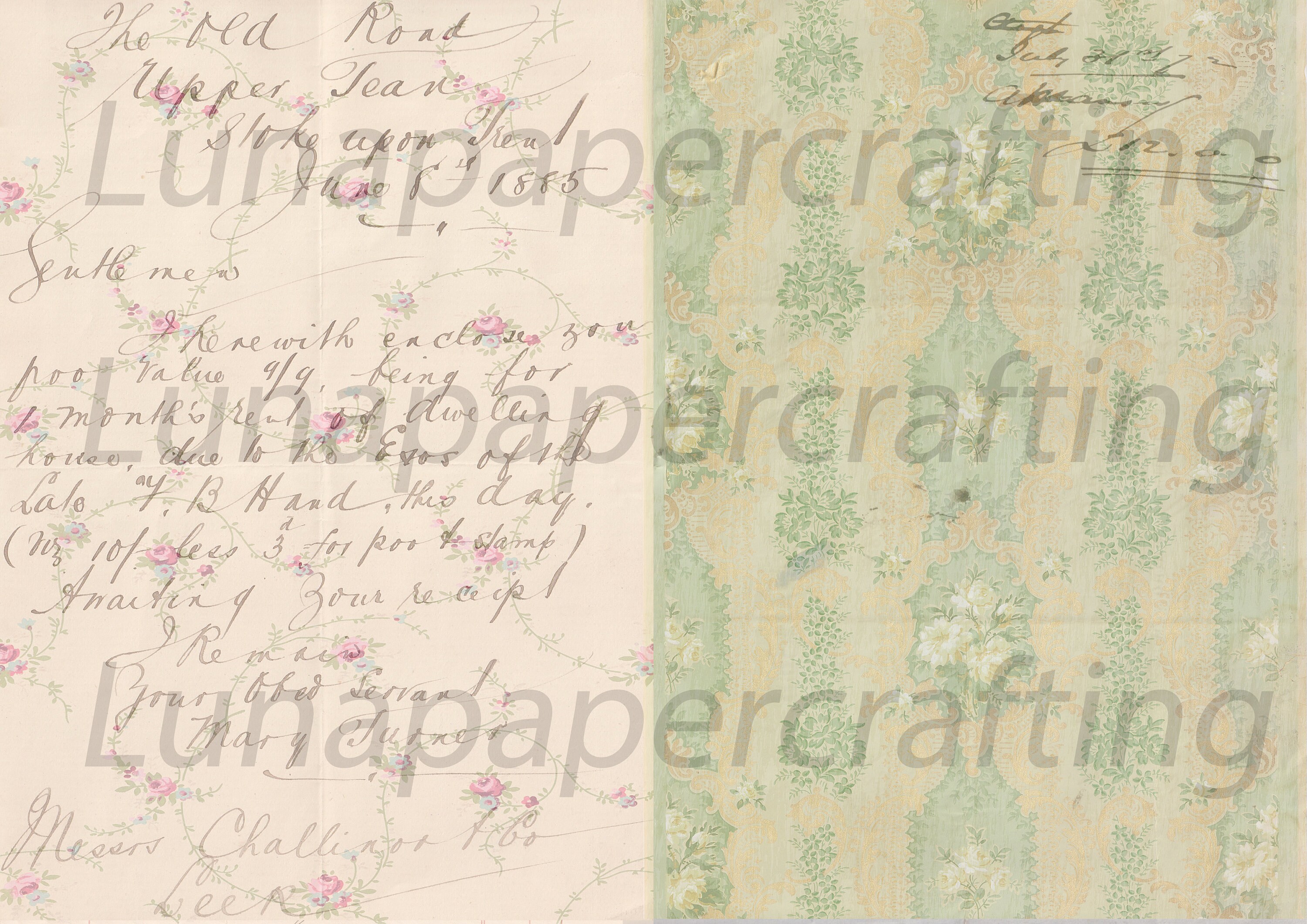 8 Patterned and 1800's Script Background Pages for Junk Journals Kit 1 ...