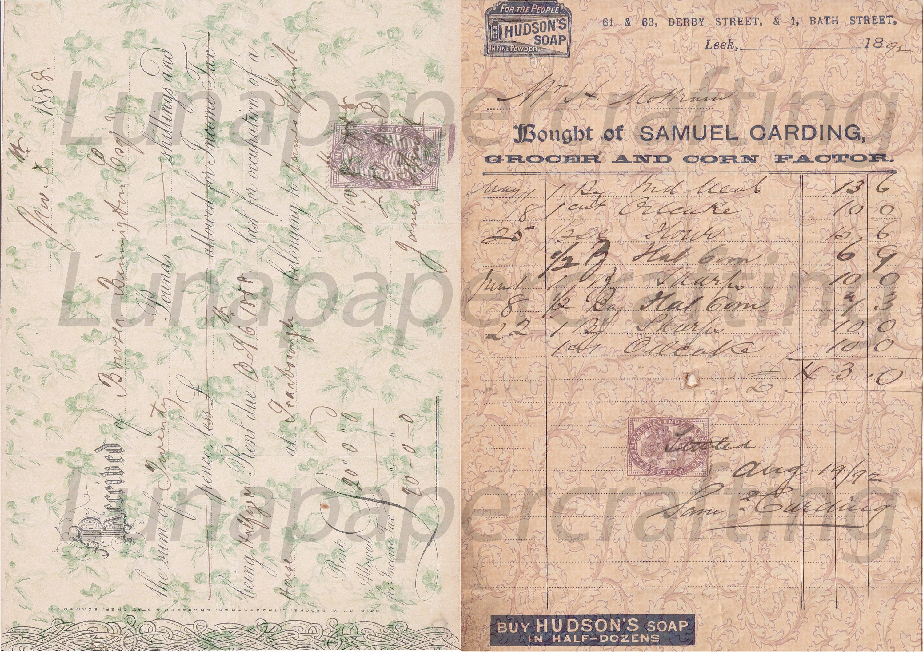 8 Patterned and 1800's Script Background Pages for Junk Journals Kit 1 ...
