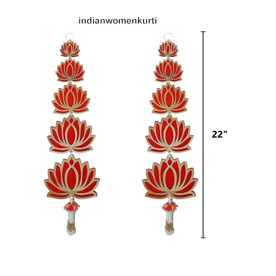 Diwali Special Pair of 2 Strings of Five LOTUS HANGINGS - Etsy