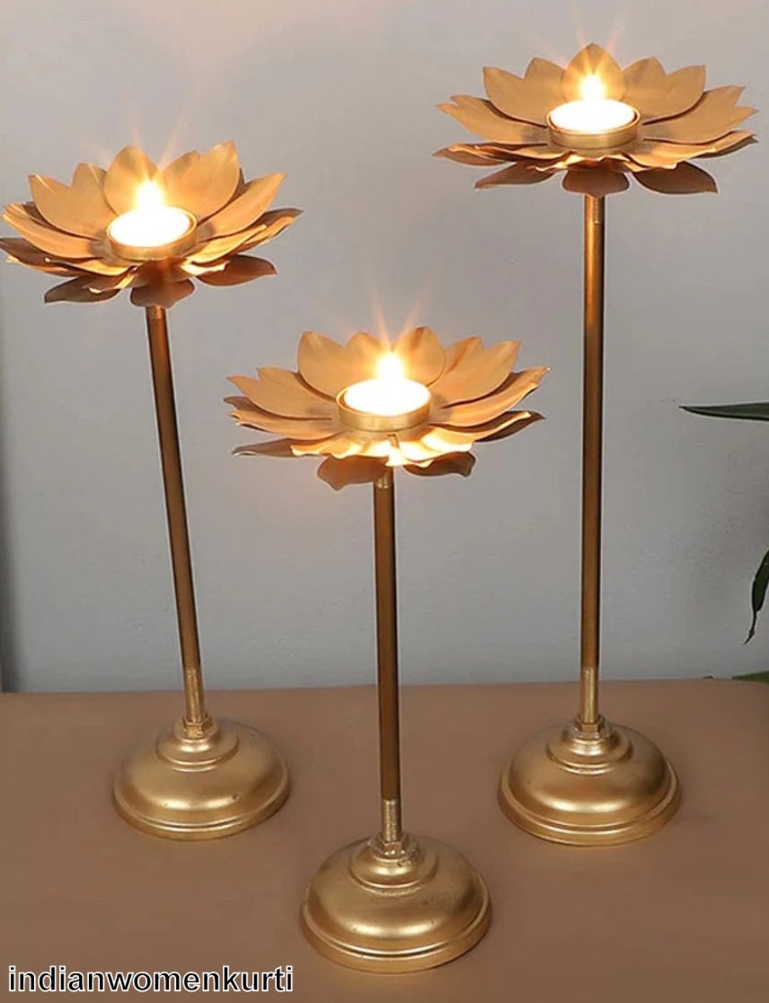 Iron Tealight Diya Stand Set of 3 / Uruli/ Gold Urli Diya/ - Etsy