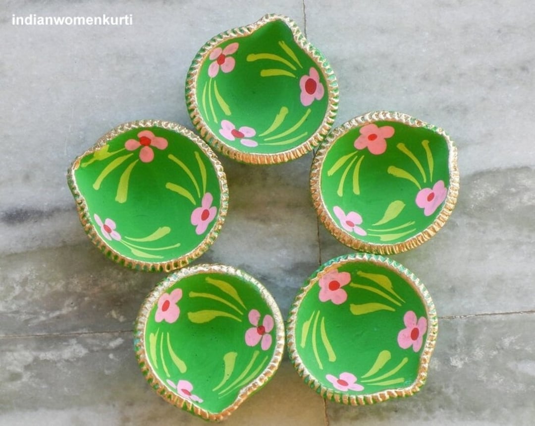 Clay Painted Diya Pot Painted Diwali Diya Clay Oil Lamp - Etsy