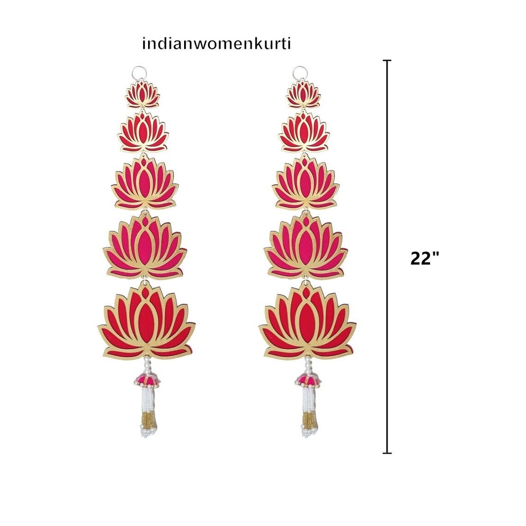 Diwali Special Pair of 2 Strings of Five LOTUS HANGINGS - Etsy