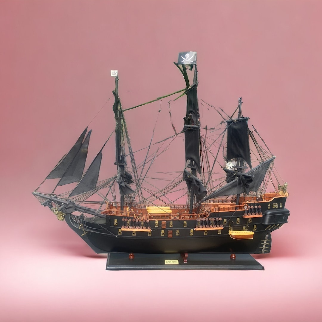 Black Pearl Wooden Model Ship Size 45" - Pirates of the Caribbean Model ...