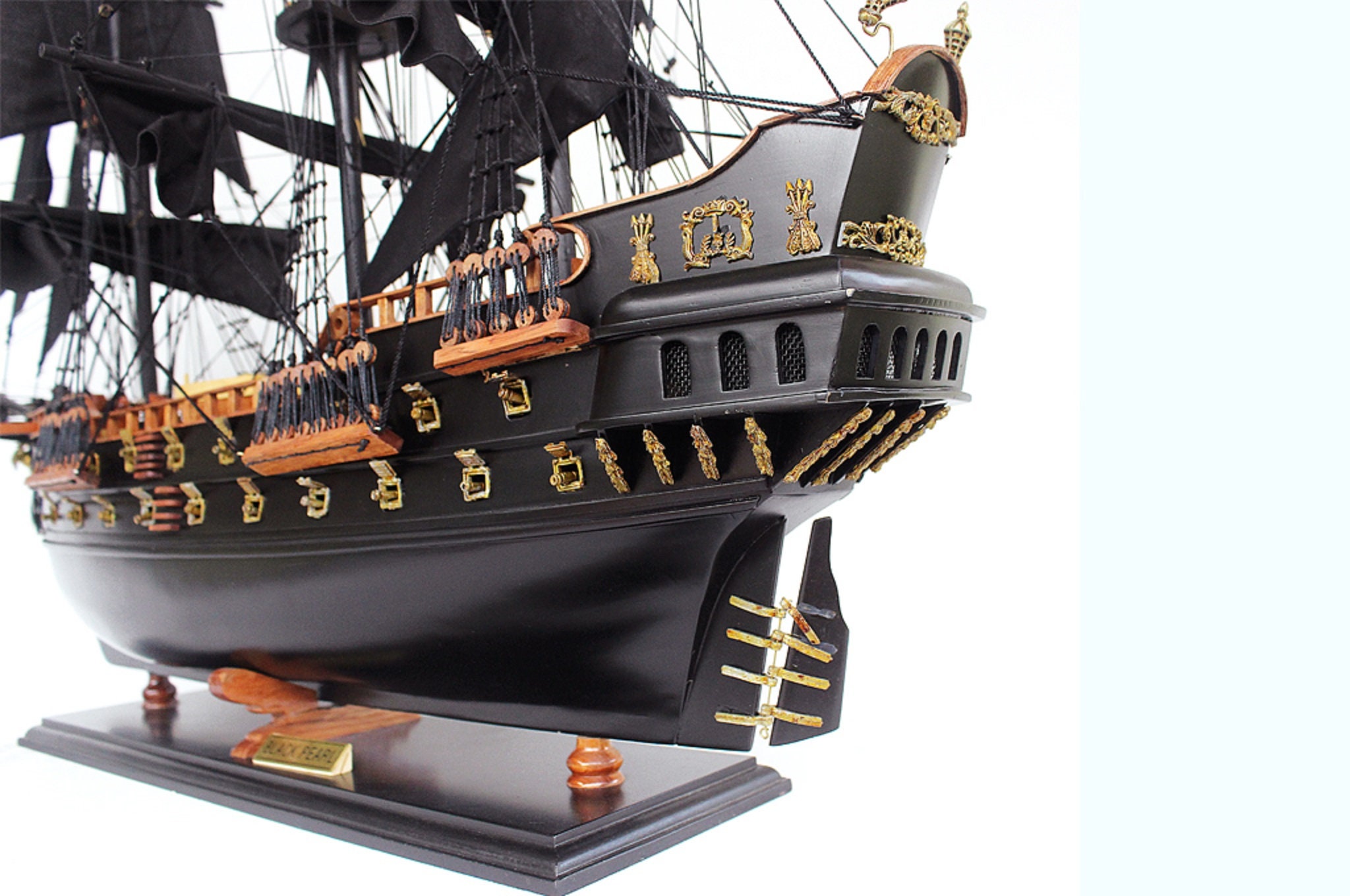 Black Pearl Wooden Model Ship Size 34" - Pirates of the Caribbean Model ...