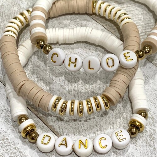 Heishi Bracelet Set for Women Custom Boho Jewelry With Name | Etsy