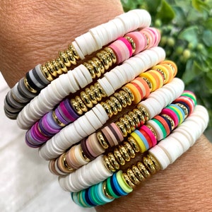 Bracelet for Women Beaded, Heishi Bead Bracelet Stack Custom, Boho Jewelry Set, Handmade Bead ...