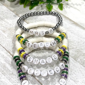 Teacher Gift, Heishi Bracelet Stack, Custom Bead Bracelet Women, School Spirt, Teen Girl Gifts ...