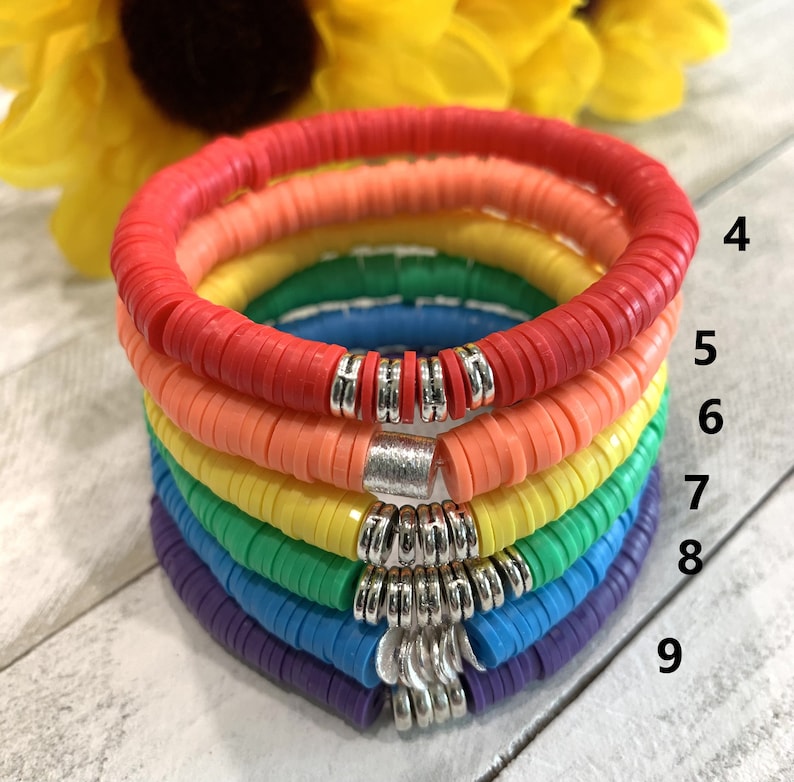 Pride Bracelet Set Heishi Bead Bracelet Rainbow Boho Jewelry | Etsy