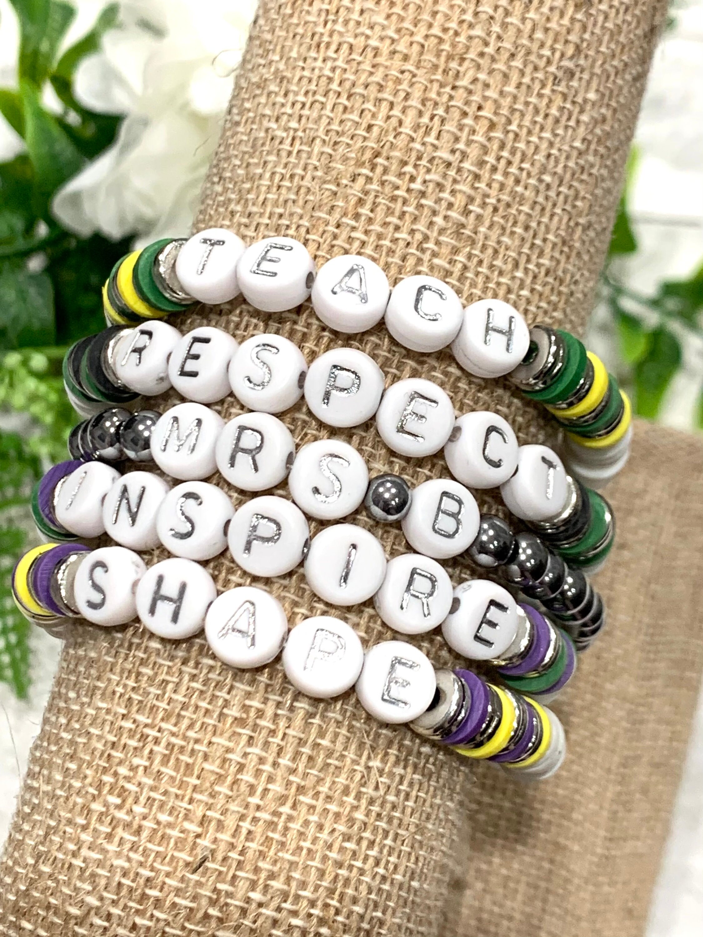 Teacher Gift Heishi Bracelet Stack Custom Bead Bracelet | Etsy