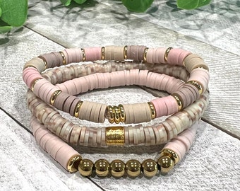 MORE COLORS, Boho Jewerly for Women, Heishi Bead Bracelet Stack, Custom Bead Bracelet, Trendy ...