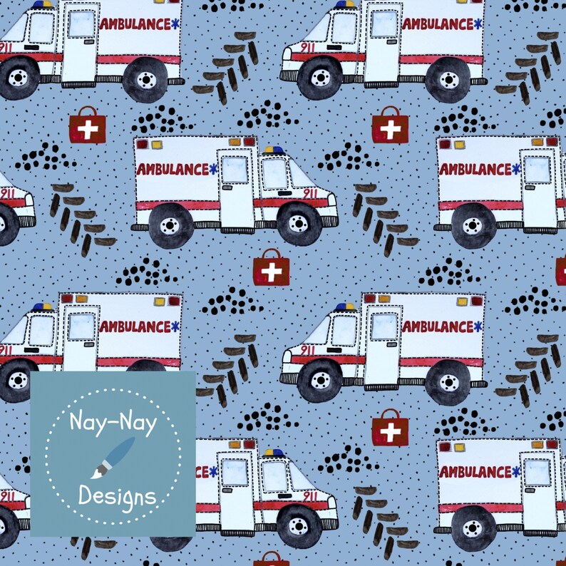 Ambulance Blue Seamless Design - Etsy