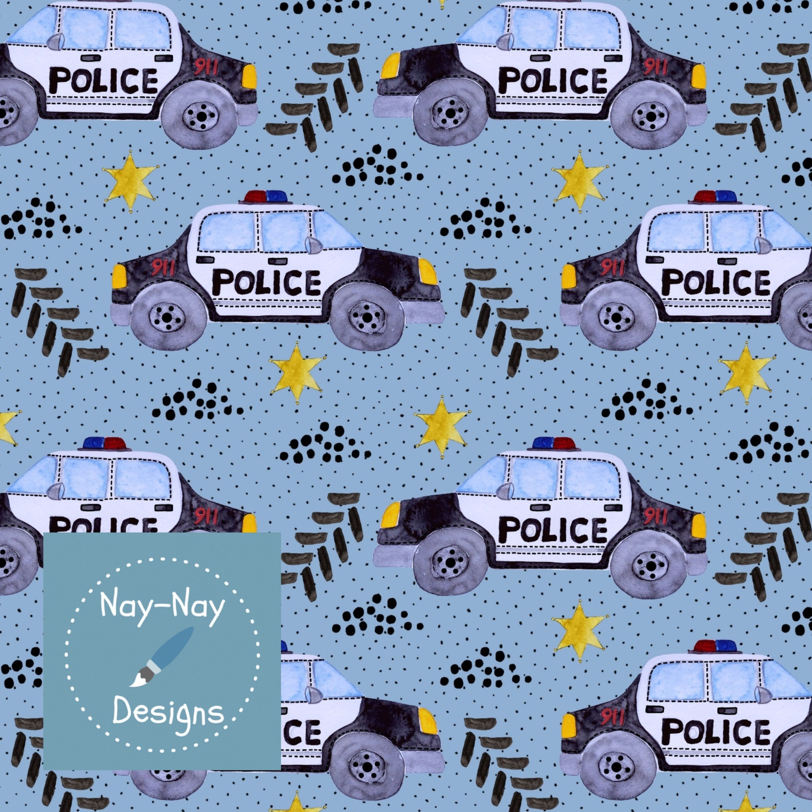 Police Car Blue Seamless Design - Etsy