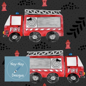Seamless Fabric Design Fire Truck Fire Engine - Etsy