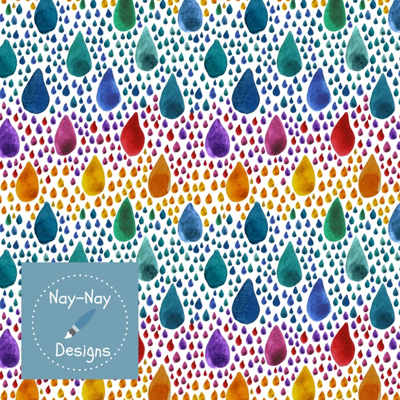 Seamless Fabric Design Rainbow Raindrops - Etsy