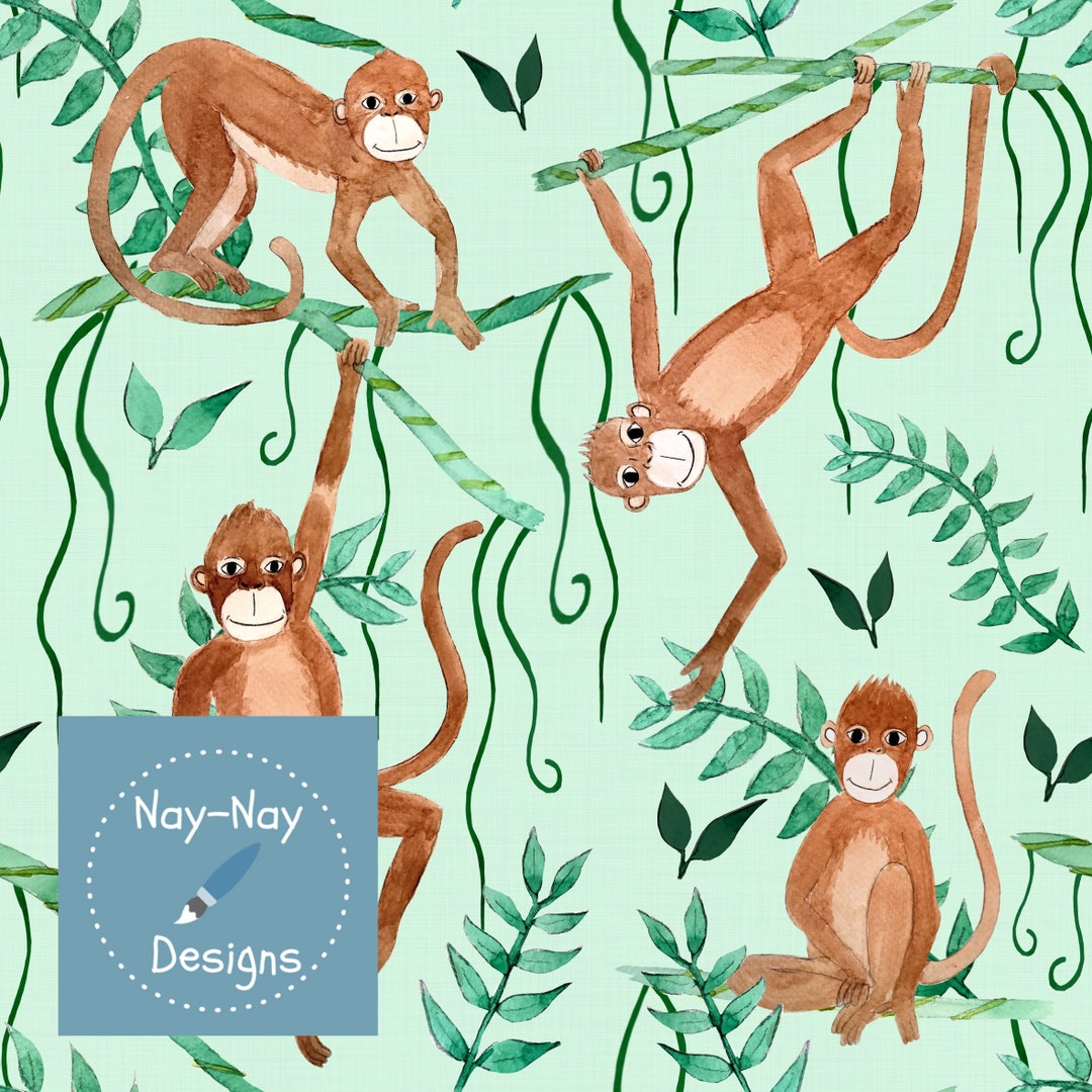Monkey Seamless Fabric Design - Etsy