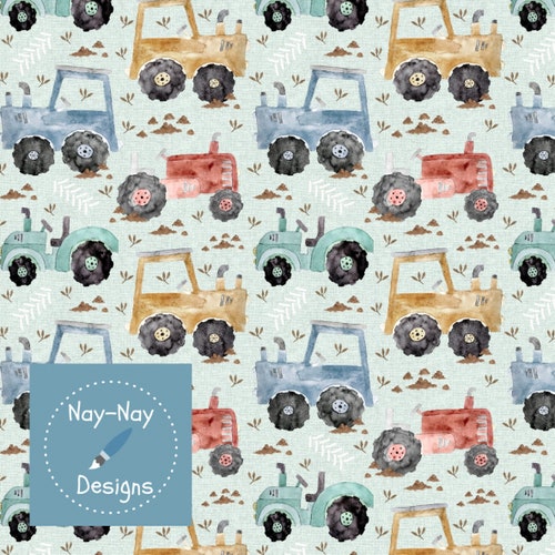 Seamless Fabric Design Tractors - Etsy
