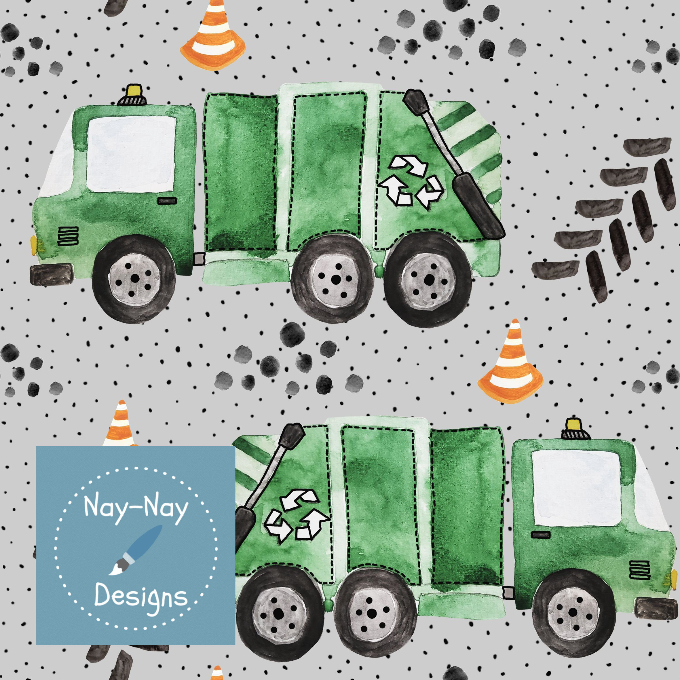 Seamless Fabric Design Bin Recycling Lorry - Etsy
