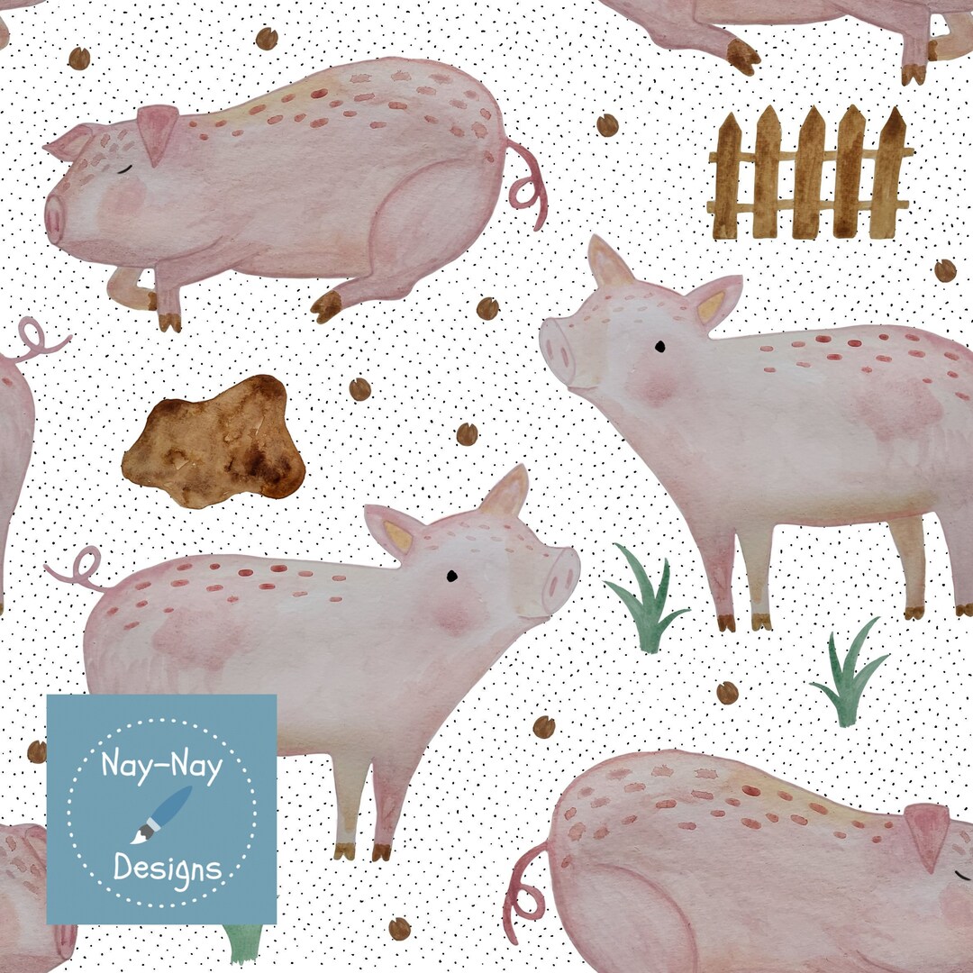 Seamless Fabric Design Pigs - Etsy