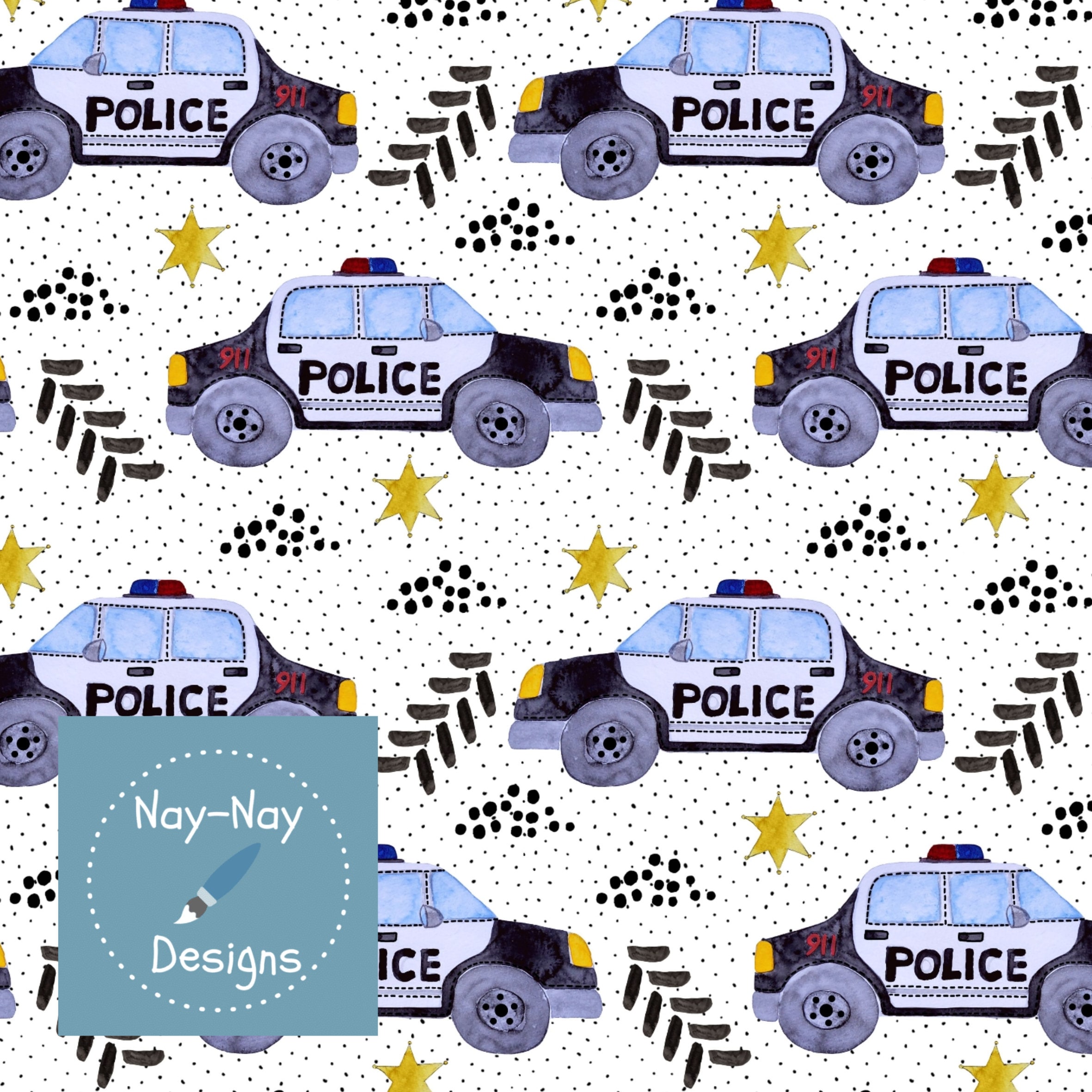 Police Car White Seamless Design - Etsy