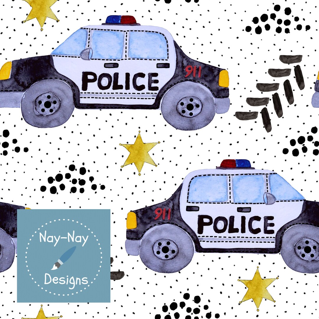 Police Car White Seamless Design - Etsy