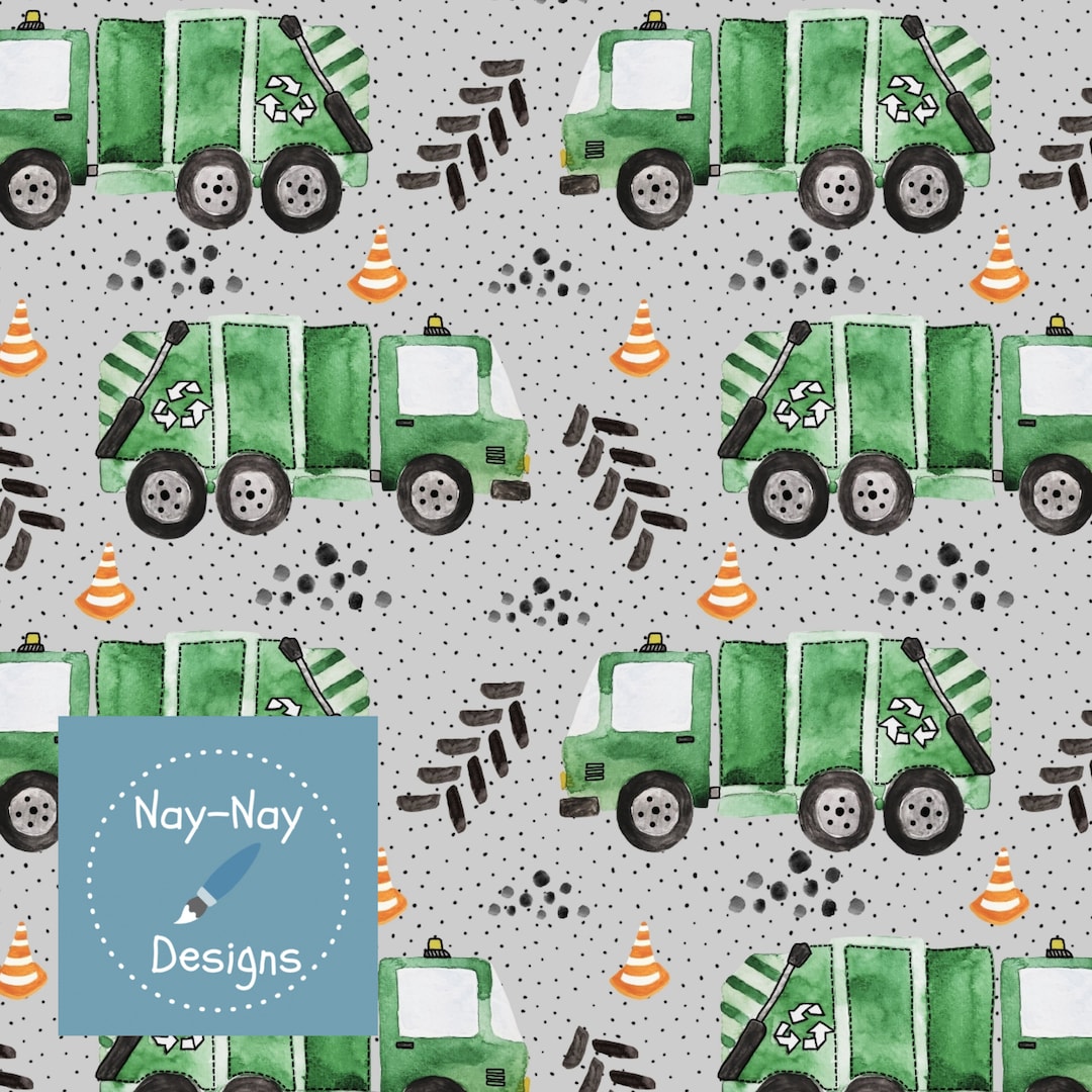 Seamless Fabric Design Bin Recycling Lorry - Etsy