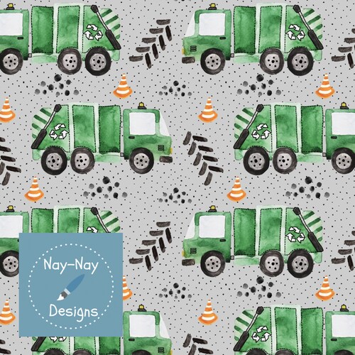 Seamless Fabric Design Bin Recycling Lorry - Etsy