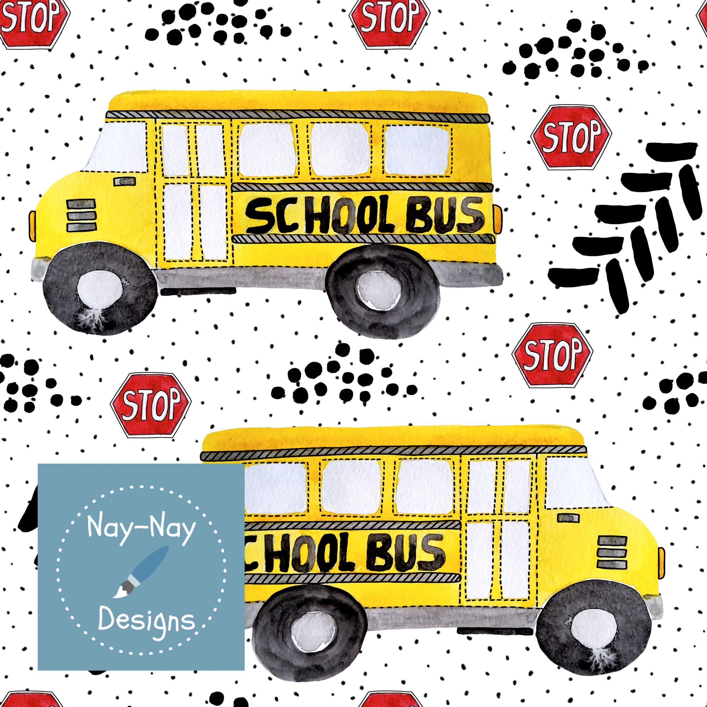 School Bus Seamless Fabric Design - Etsy
