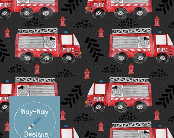 Fire Engine, Fire Truck, Seamless Pattern, Surface Pattern, Non ...