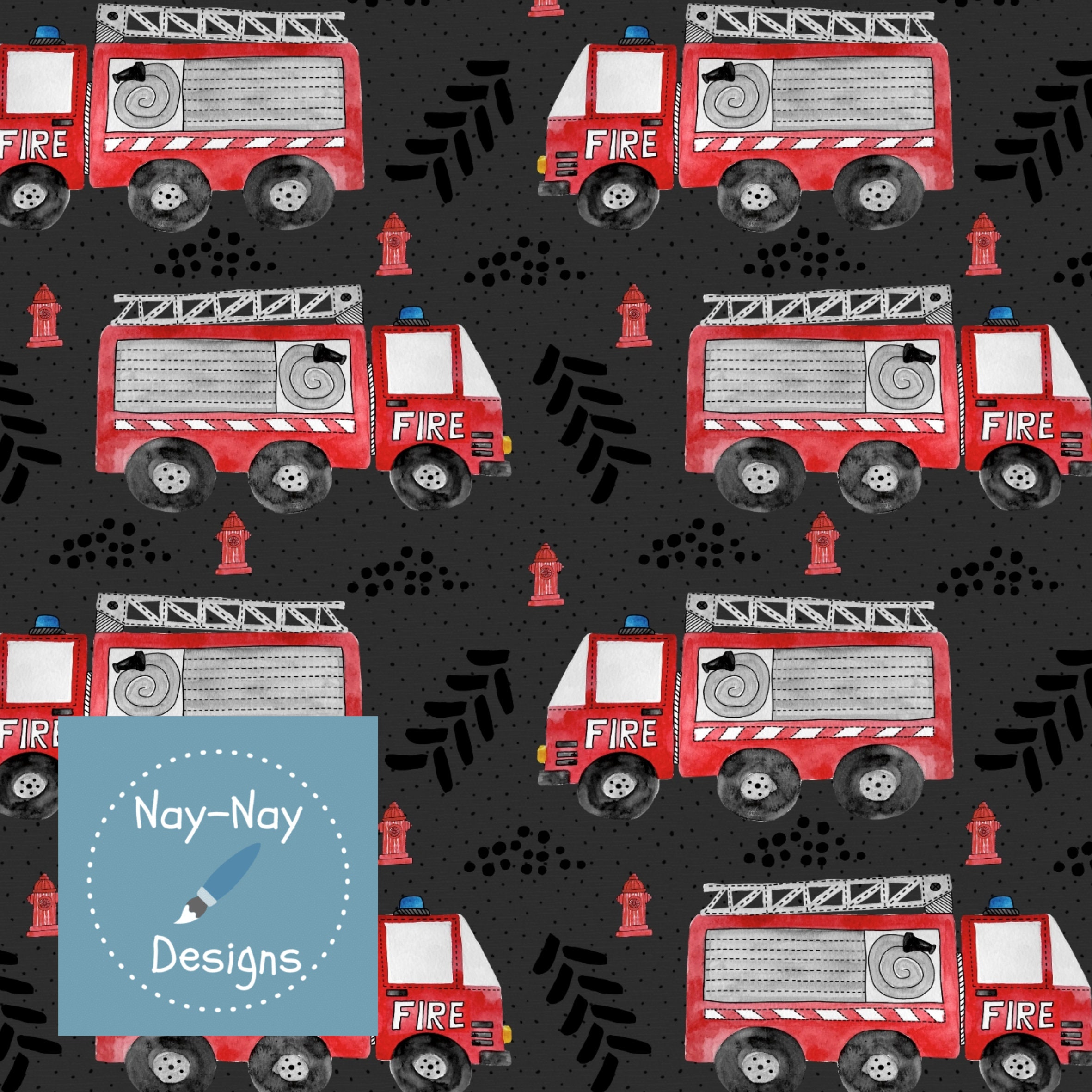 Seamless Fabric Design Fire Truck Fire Engine - Etsy