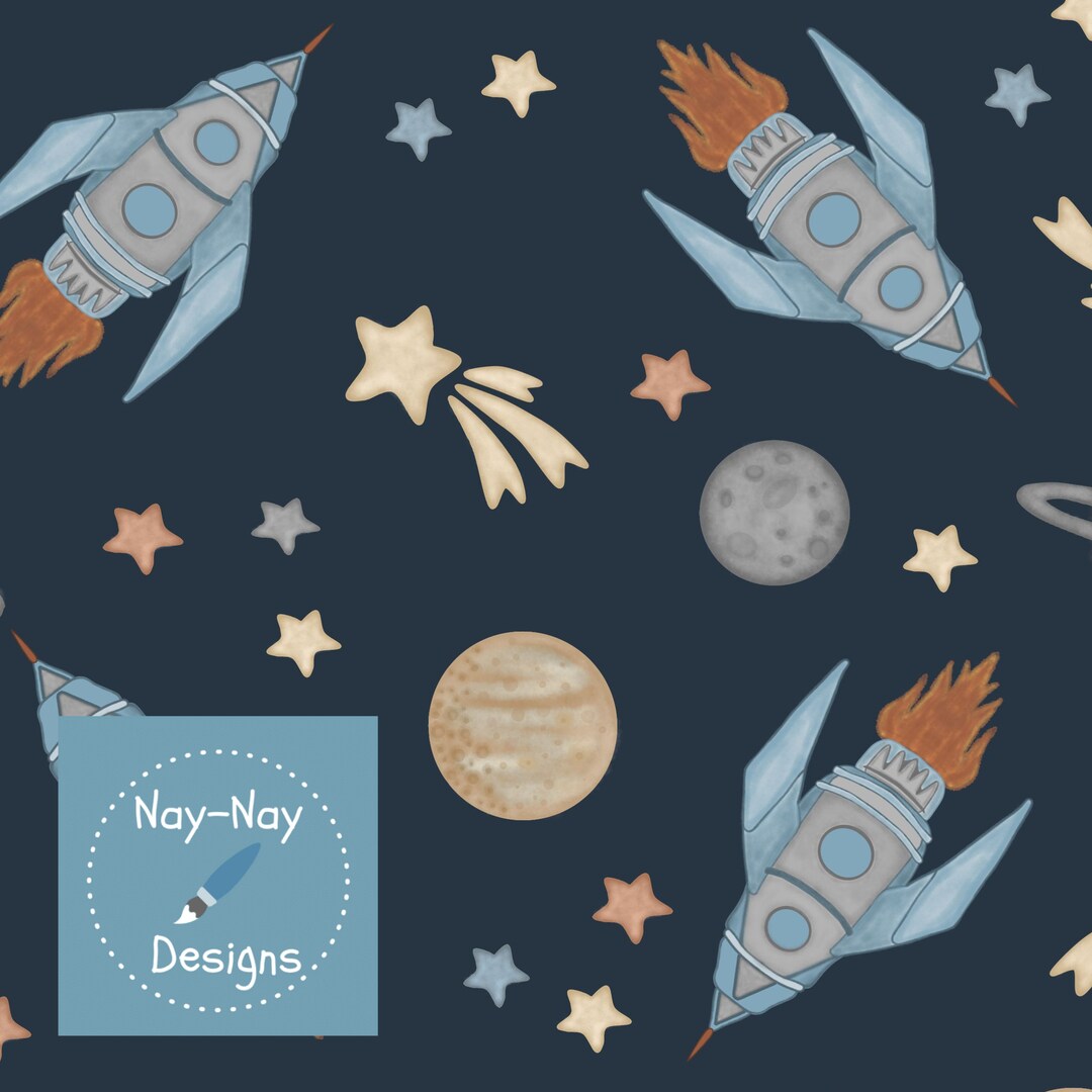 Seamless Fabric Design Space Rockets - Etsy