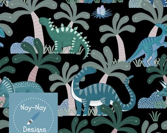 Dino Stripes, Dinosaur Seamless Pattern, Surface Pattern, Non Exclusive ...