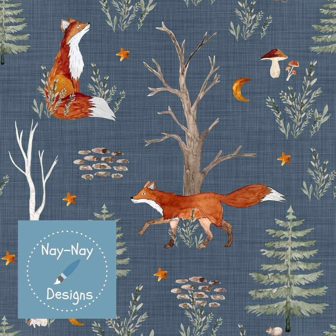 Seamless Fabric Design Fox Forest - Etsy