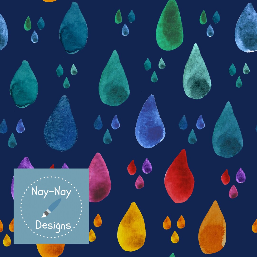 Seamless Fabric Design Rainbow Raindrops - Etsy
