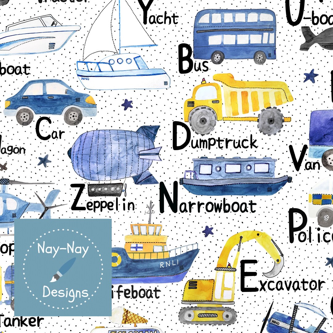 Seamless Fabric Design Transport Alphabet - Etsy