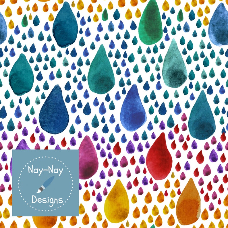 Seamless Fabric Design Rainbow Raindrops - Etsy
