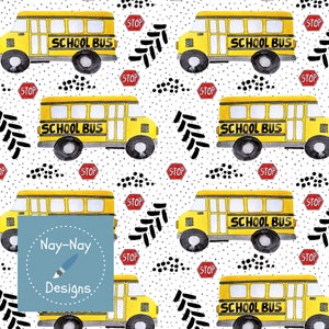 School Bus Seamless Fabric Design - Etsy