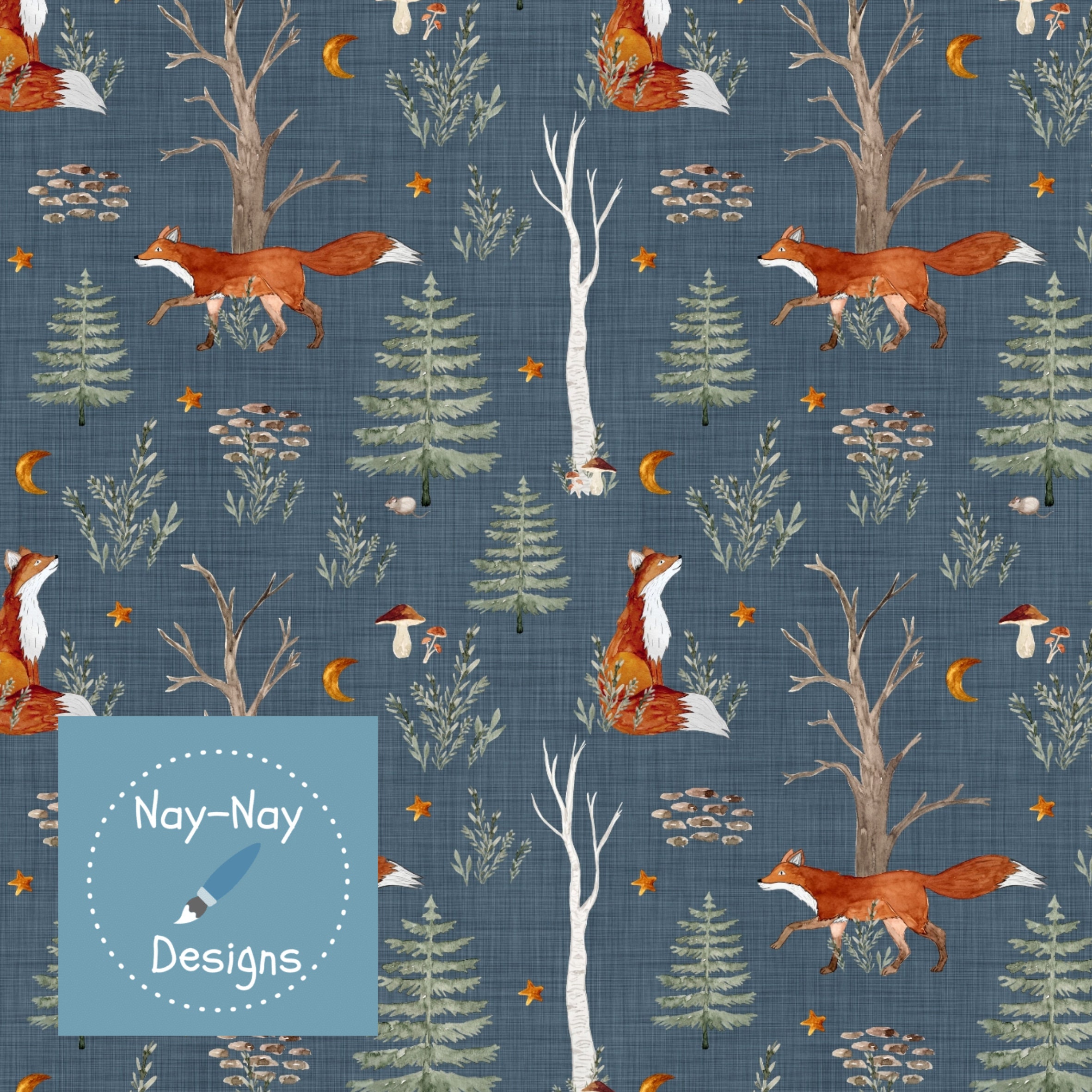 Seamless Fabric Design Fox Forest - Etsy