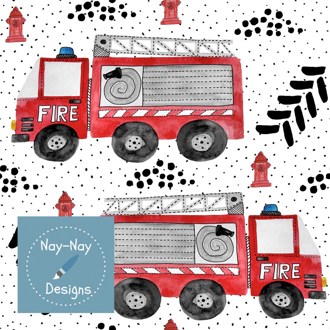Seamless Fabric Design Fire Truck Fire Engine - Etsy
