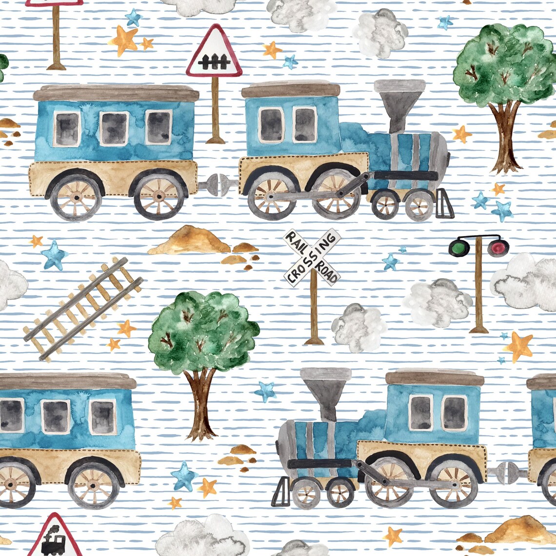 Seamless Fabric Design Trains - Etsy