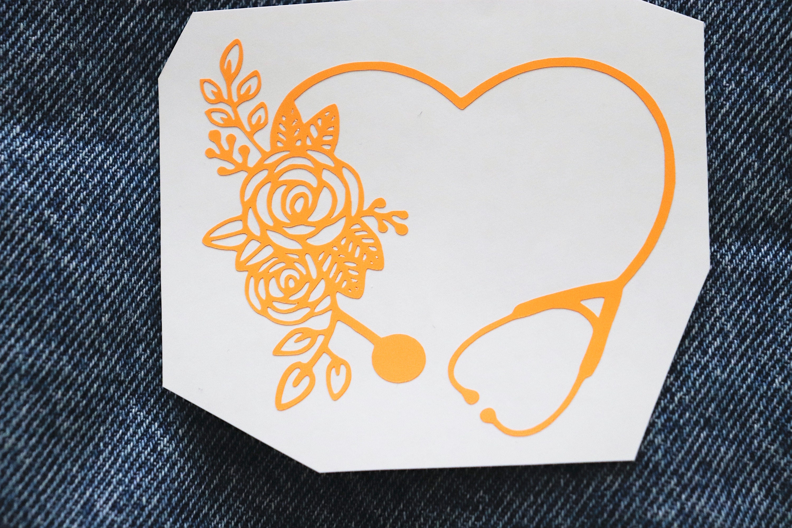 Floral Heart Stethoscope Vinyl Decal Sticker For Car Window | Etsy
