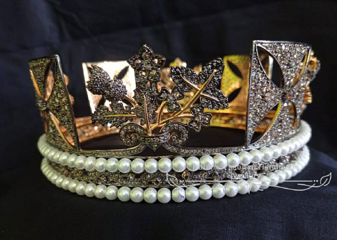 Victorian Diamond George IV State Diadem in 925 Sterling Silver, Women ...