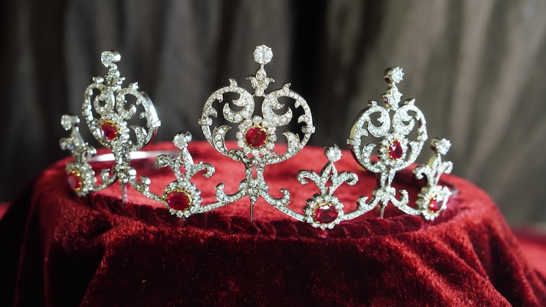 Vintage 925 Sterling Silver CZ Zircon Crown Princess Margaret Ruby ...