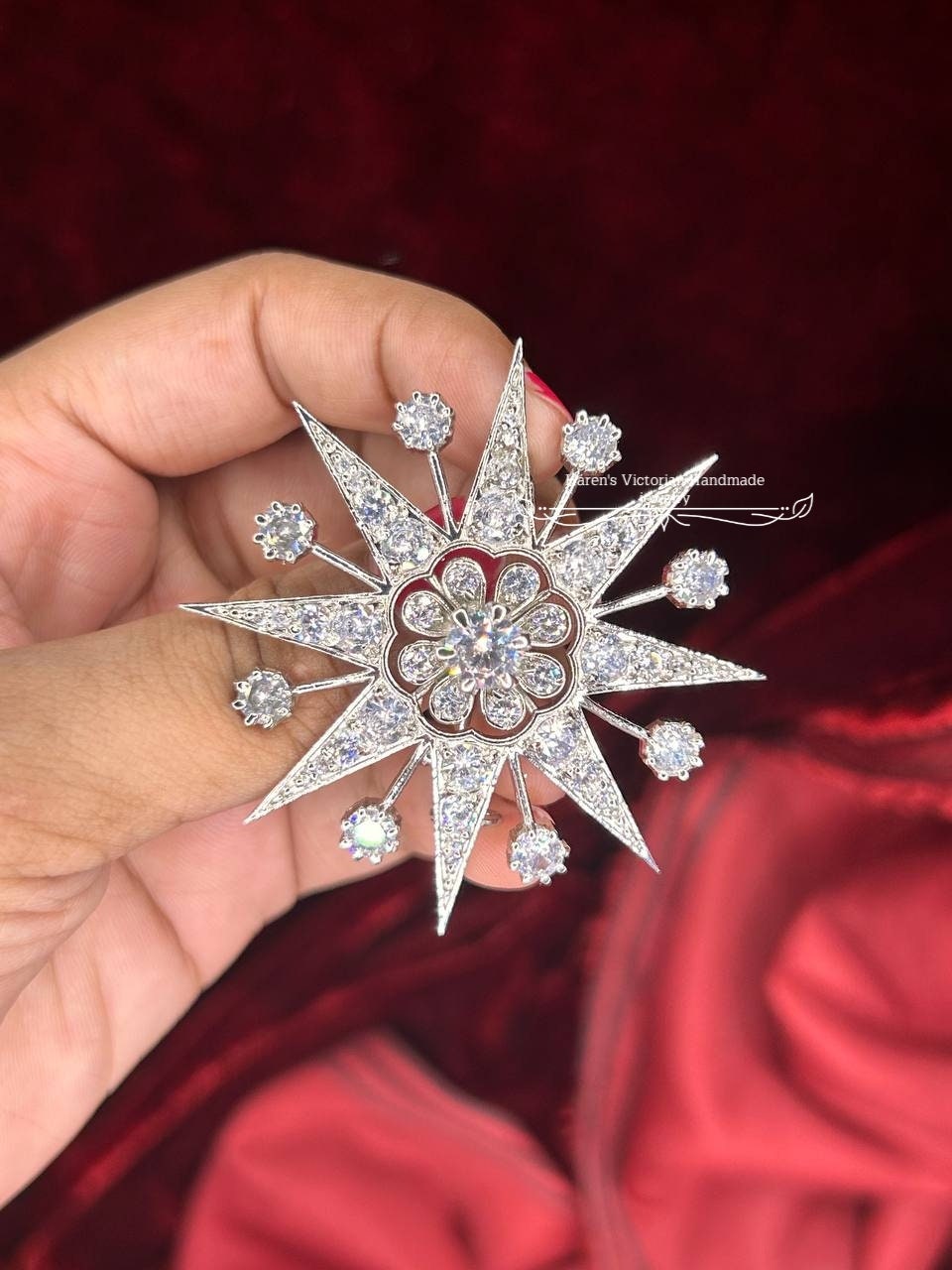 Queen Elizabeth II Jardin Star Brooch: Sterling Silver CZ Zircon Pin - Etsy