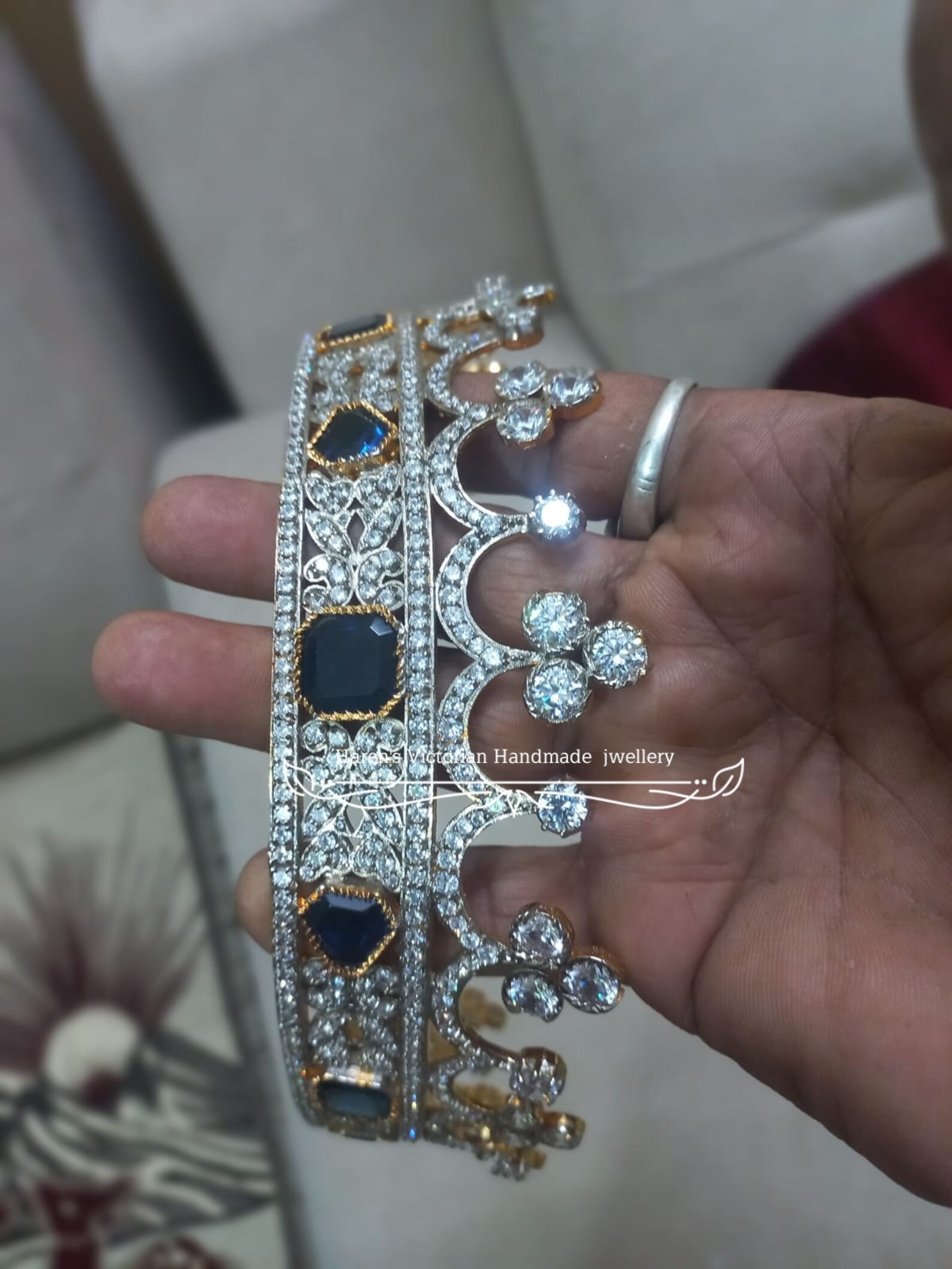 Queen Victoria Sapphire Coronet in Silver and Zircon, Luxury Crown ...