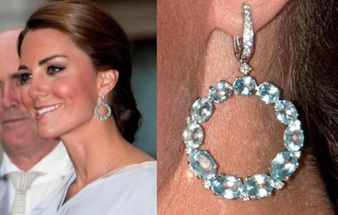 Art Deco 925 Sterling Silver Cz Zircon "kate Middleton" Blue Topaz ...