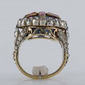 Victorian Art Vintage Cubic Zirconia 1.00ctw Manmade Ruby and Blue ...